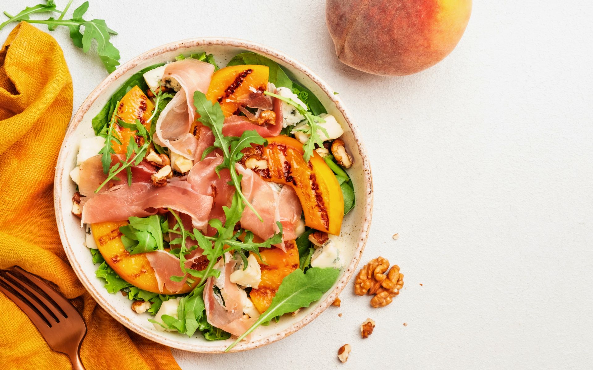 Millcroft Inn & Spa's Grilled Peach & Prosciutto Salad Recipe - Vintage ...